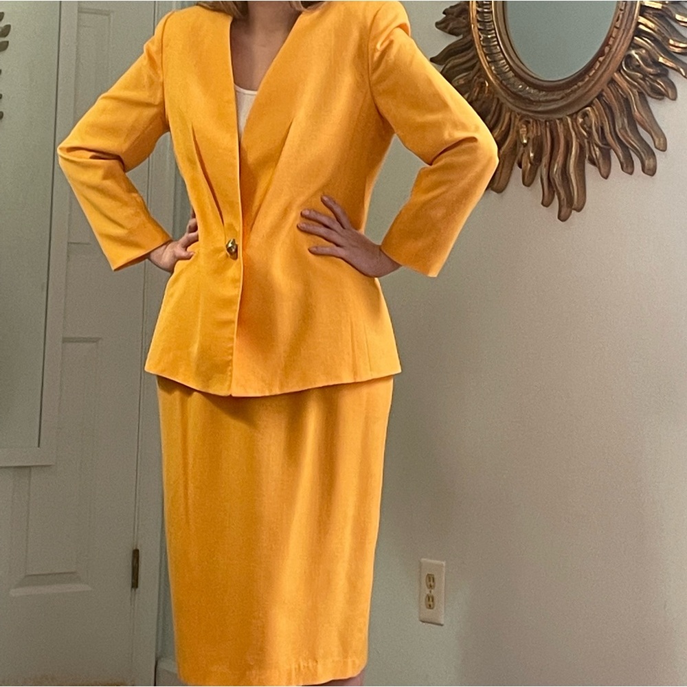 Allison Gail Made In Usa 1980s Vintage Yellow Suit, S… - Gem